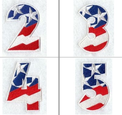 Patriotic Numbers Tri Color Embroidered