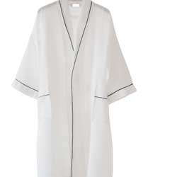 Cotton Waffle Robe with Piping