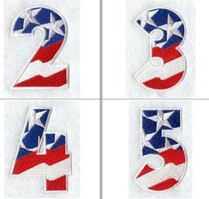 Patriotic Letters Numbers Embroidered